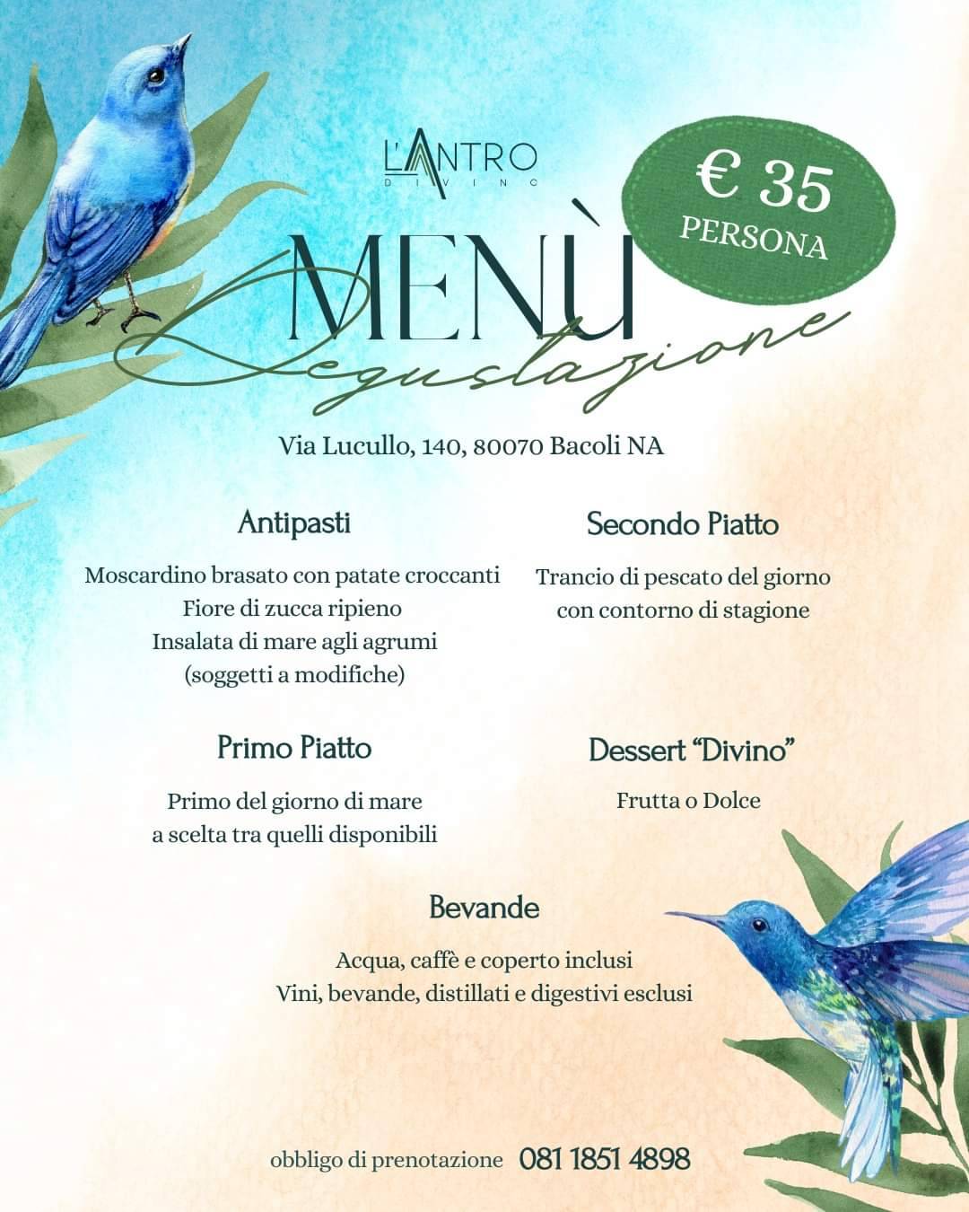 Menu da Ristorante L' Antro DiVino - Baia, Bacoli, Bacoli