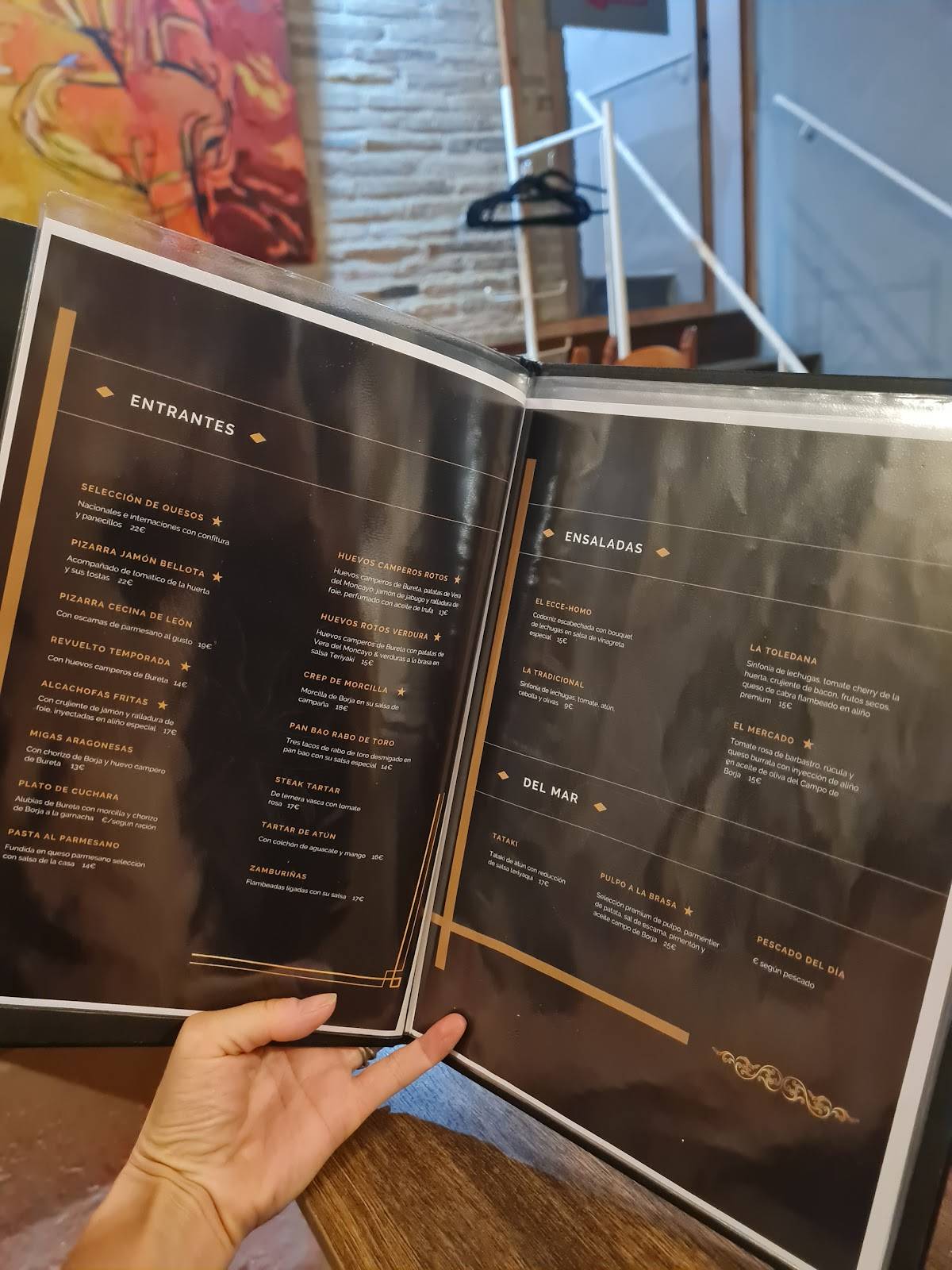 Carta del restaurante La Bóveda del Mercado, Borja