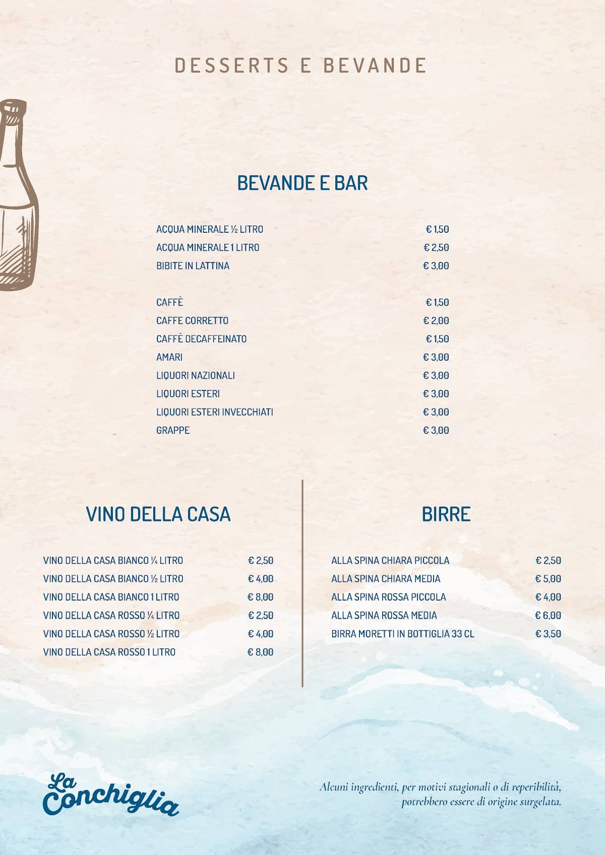 Menu da LA CONCHIGLIA ristorante, Chivasso