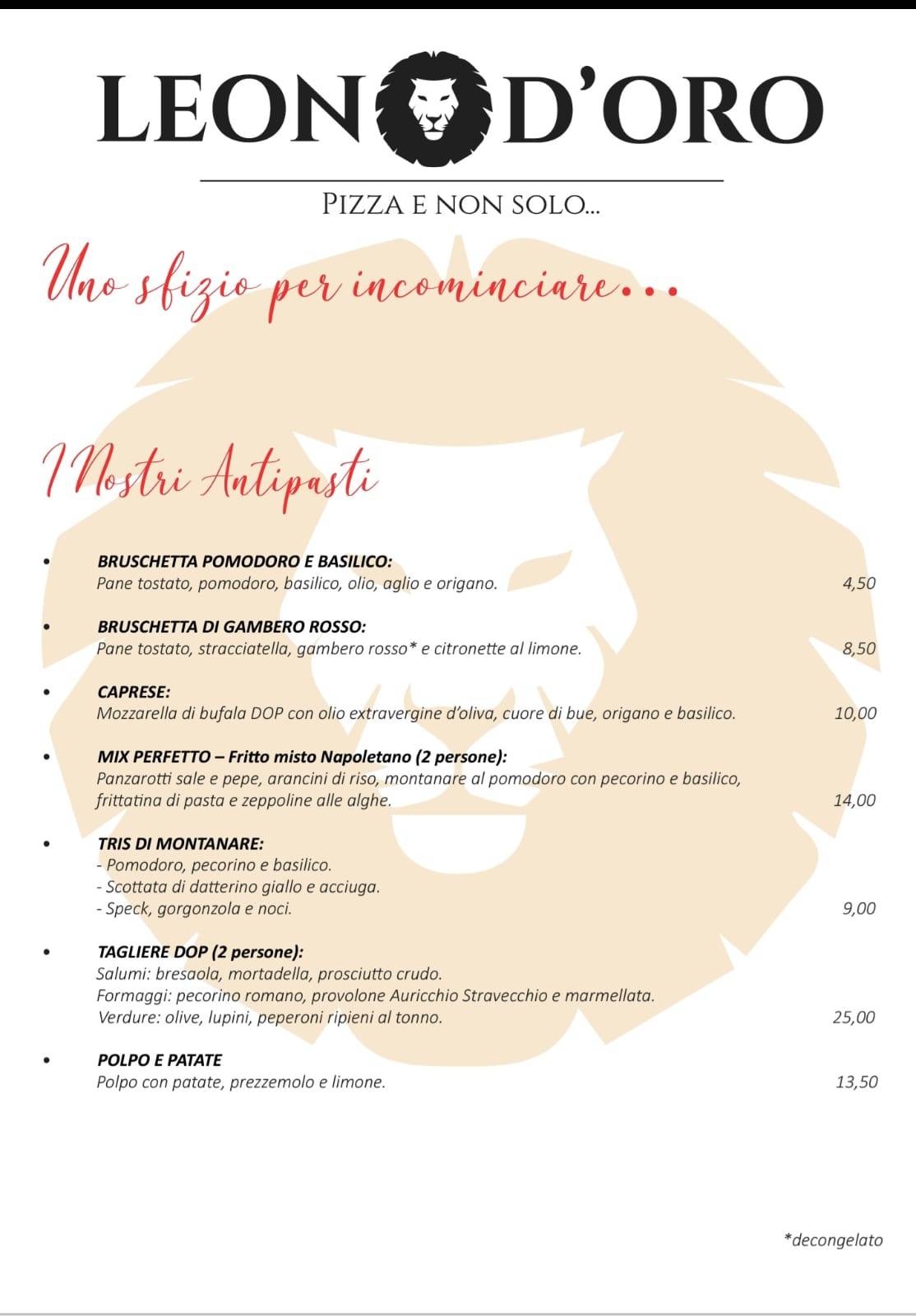 Menu da LEON D'ORO ristorante, Vertova