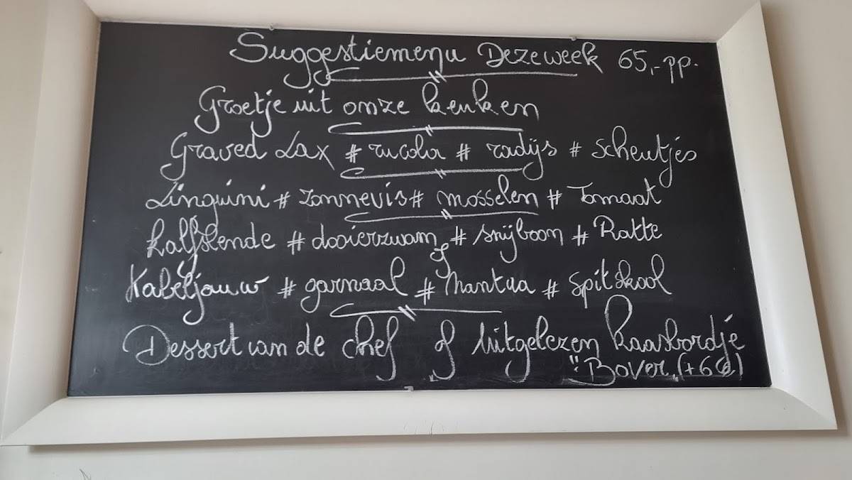 Menu at L'Espérance restaurant, De Haan