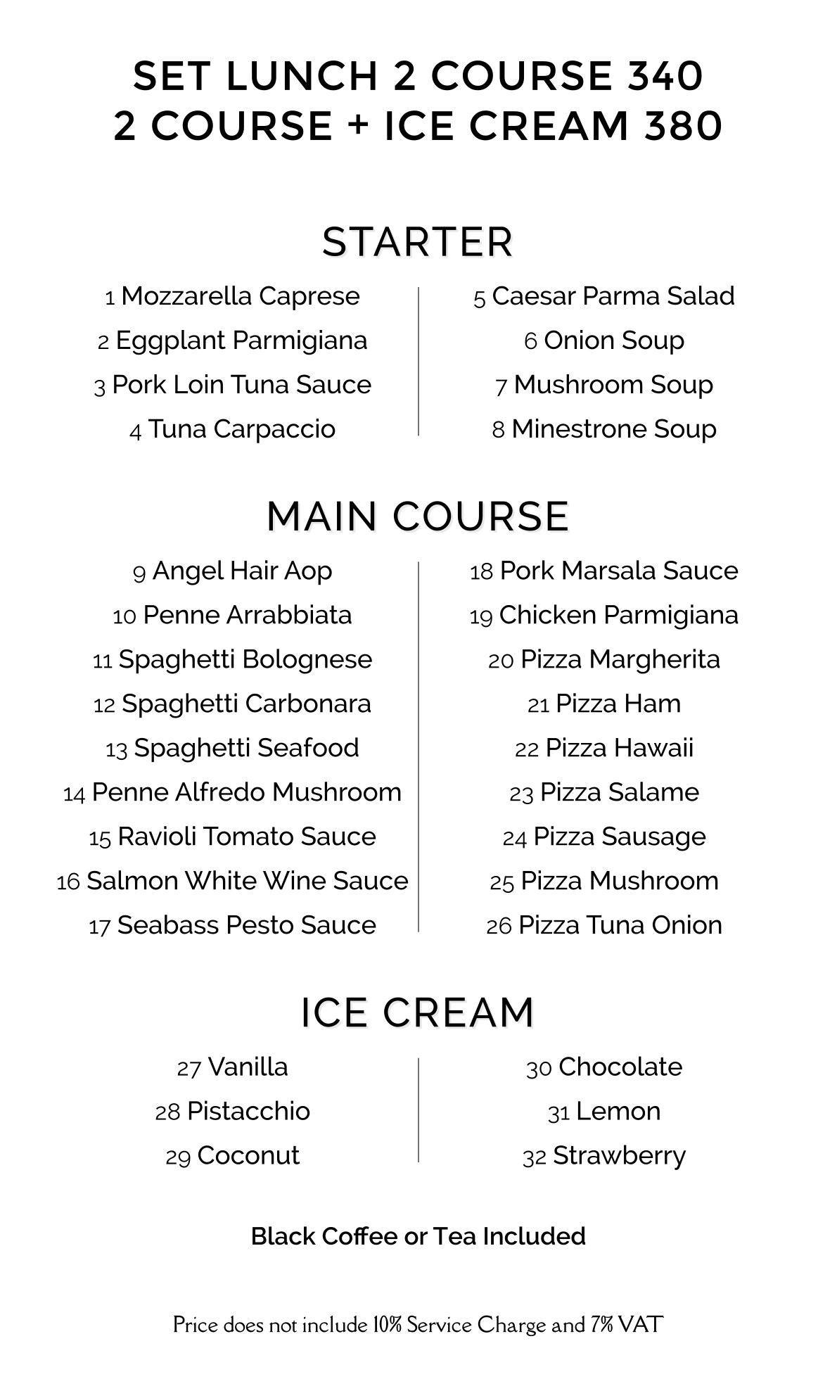 Menu at L'Opera pizzeria, Bangkok, Bangkok 10110