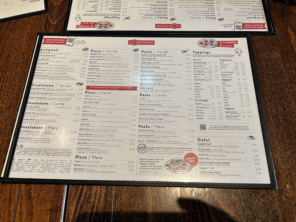Menu au L'Osteria Kassel pizzeria, Cassel, Königspl. 36