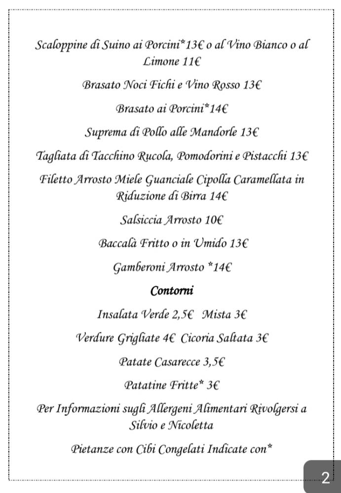 Menu da La Baracca, Decollatura