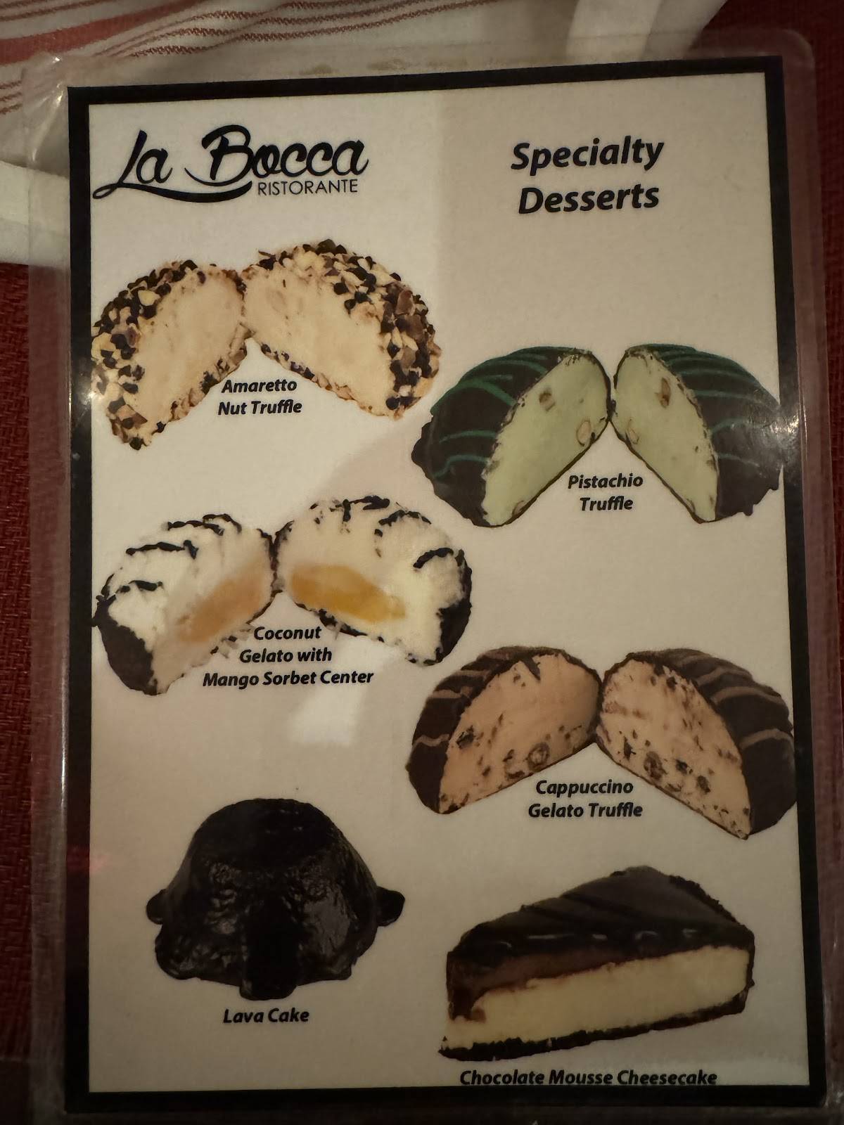 Carta del restaurante La Bocca, White Plains
