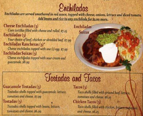 Menu at La Botana Mexican Restaurant, Thornton, Washington St