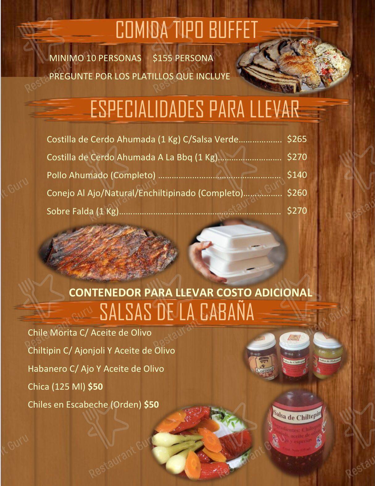 Carta de La Cabaña Del Coronel Restaurante, Zacatlán, Benito Juárez ...