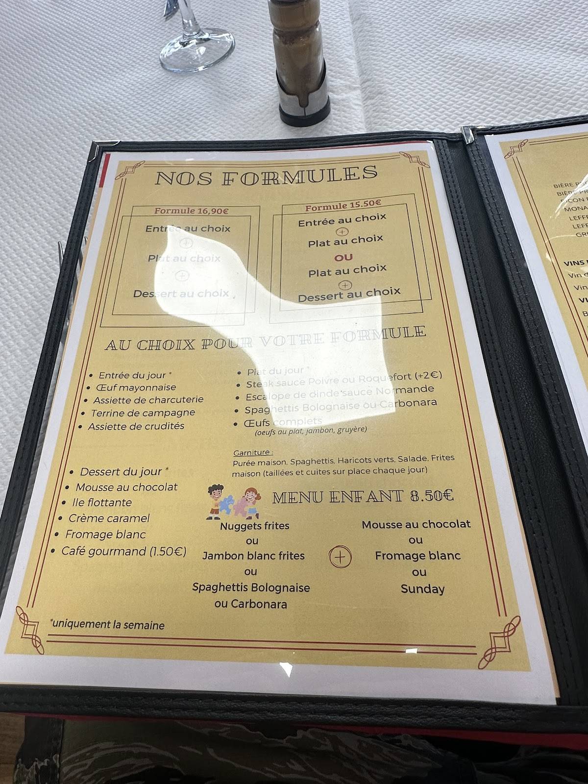 Menu au La Cascade restaurant, Cany-Barville