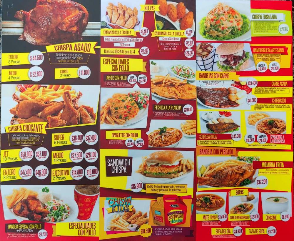 Menu at La Chispa al Rojo (Riviera) restaurant, Bucaramanga, Cl. 33 #30-68
