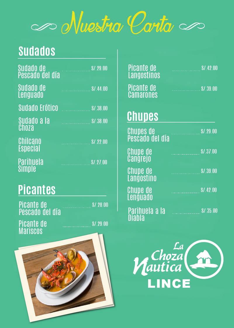 Carta del restaurante La Choza Nautica, Lima, Jiron Brigadier Mateo ...