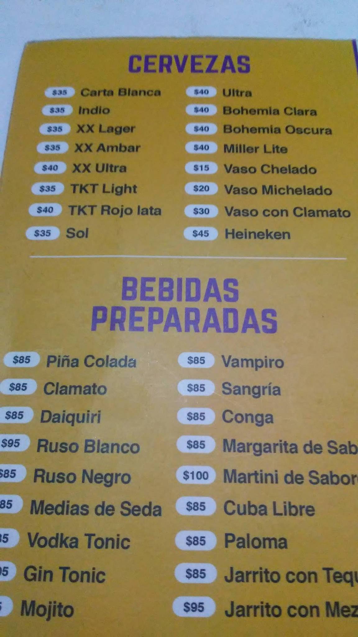 Carta del restaurante La Chunga, Monterrey, Calle Morelos 958 Esquina ...