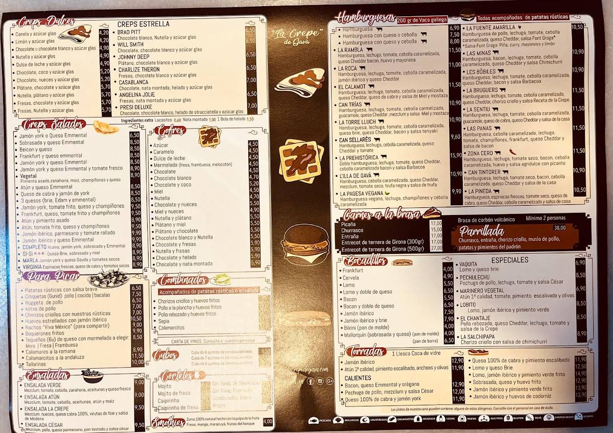 Carta del restaurante La Crepe del Gavà, Gavà