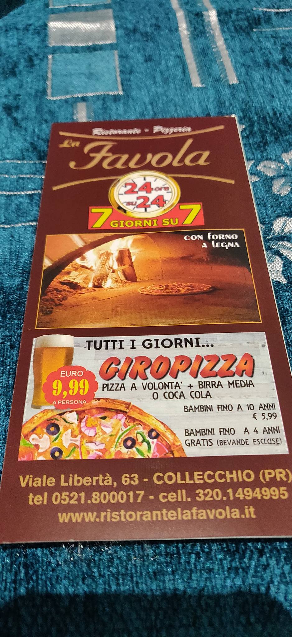 Menu da La Favola ristorante, Collecchio
