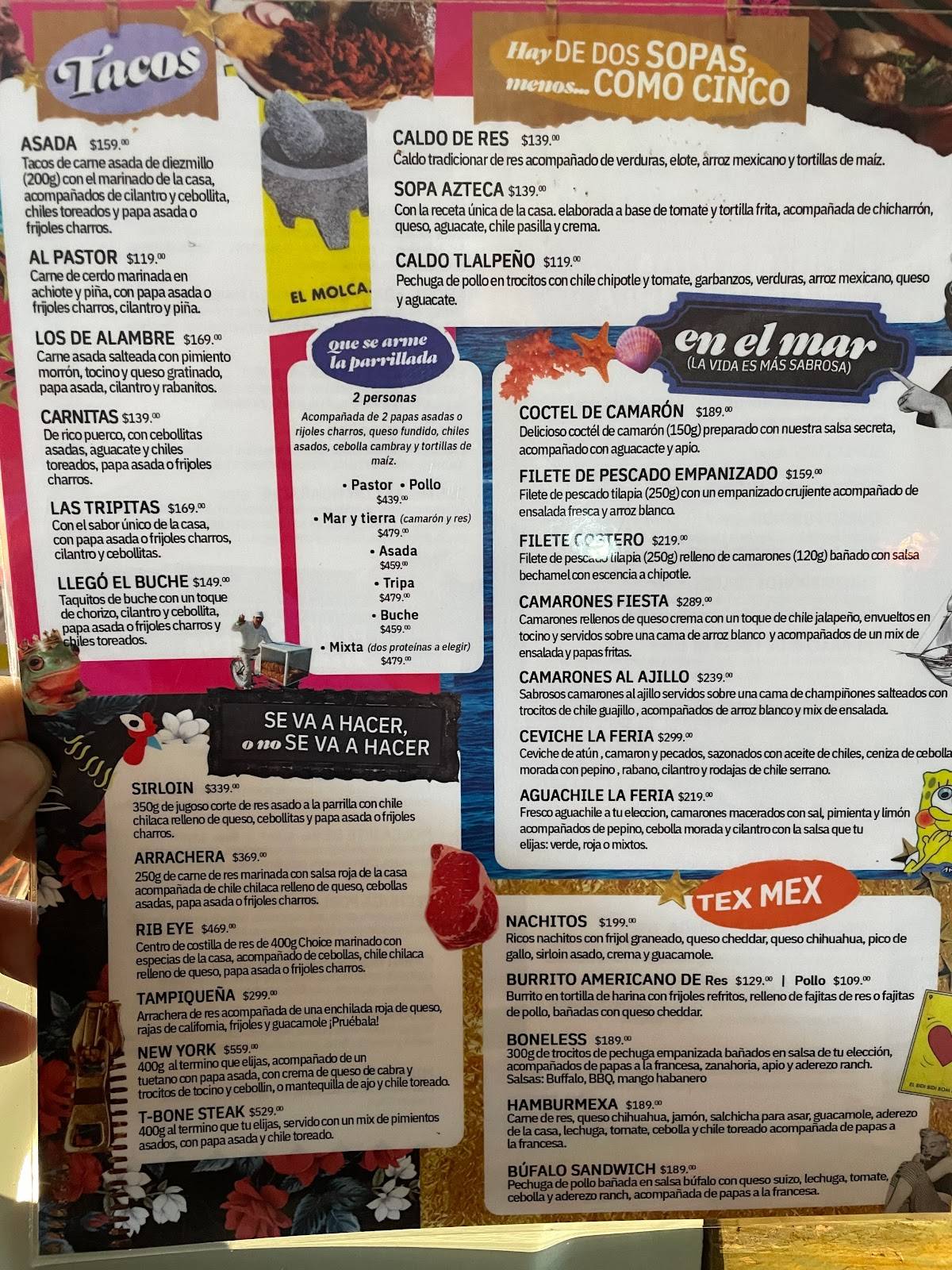 Menu at La Feria Centro restaurant, Ciudad Juarez, Av. Benito Juárez 725