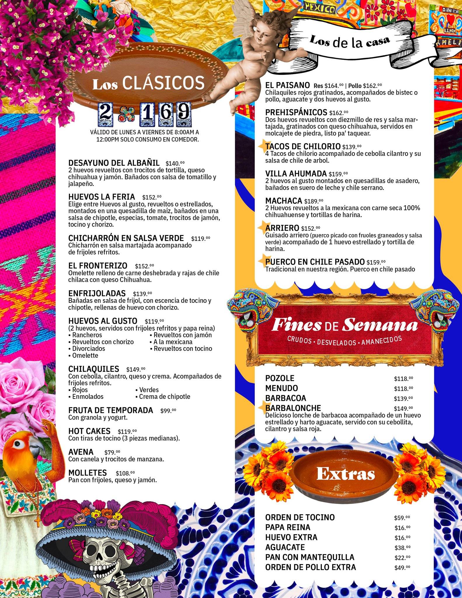 Menu at La Feria restaurant, Ciudad Juarez, Bulevar Tomás Fernández 7804