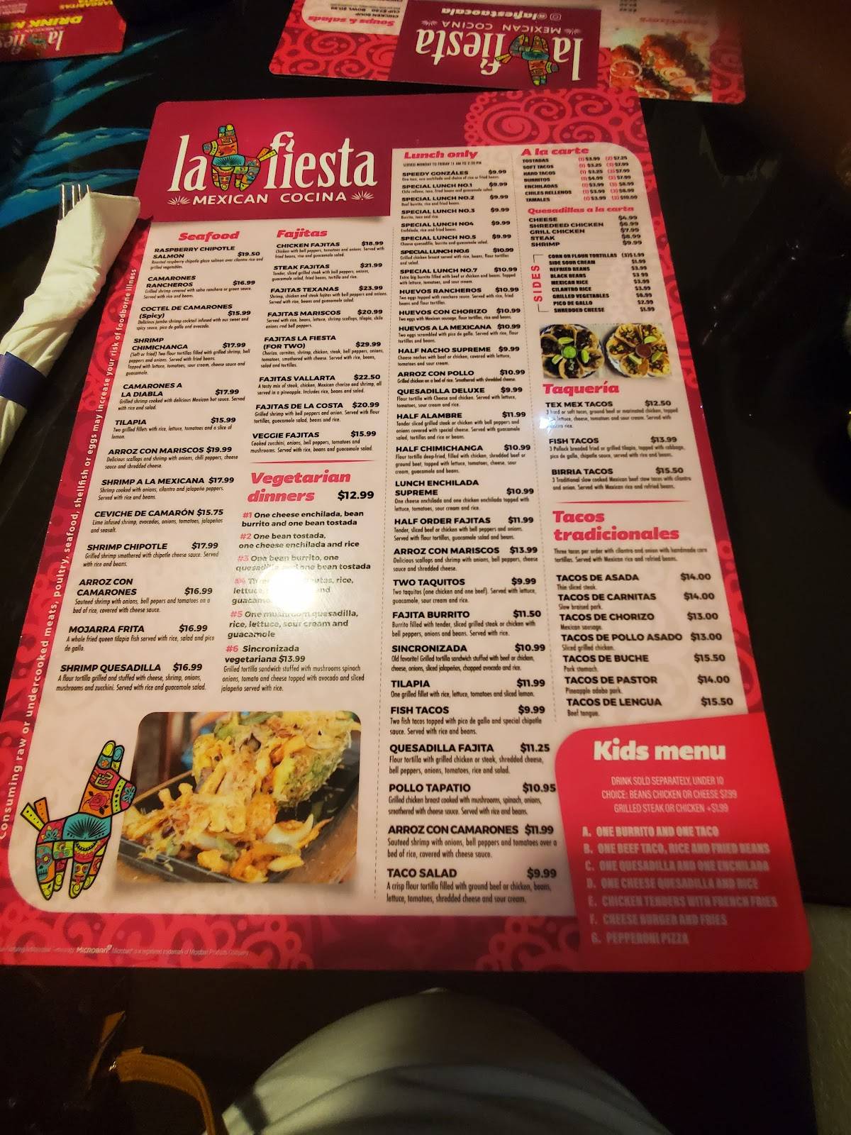 Menu at La Fiesta Mexican Cocina Ocala restaurant, Ocala
