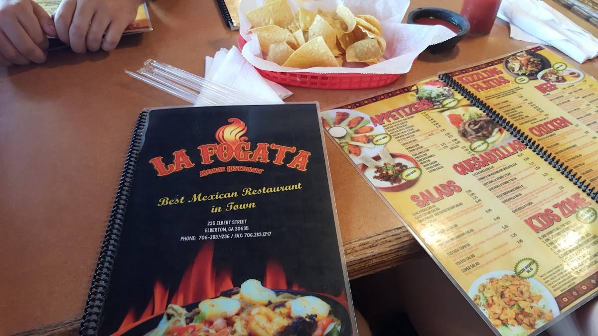 Menu at La Fogata restaurant, Elberton