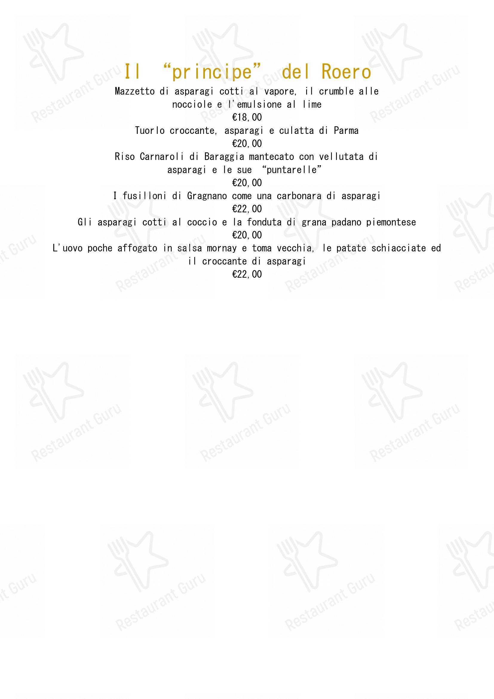 Menu au La Lira restaurant, Biella