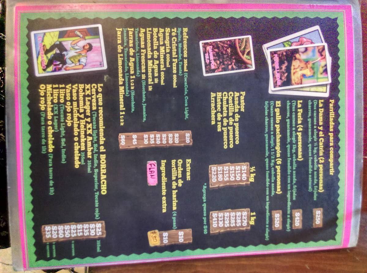 Carta del restaurante La Lotería Taquería, Cancún