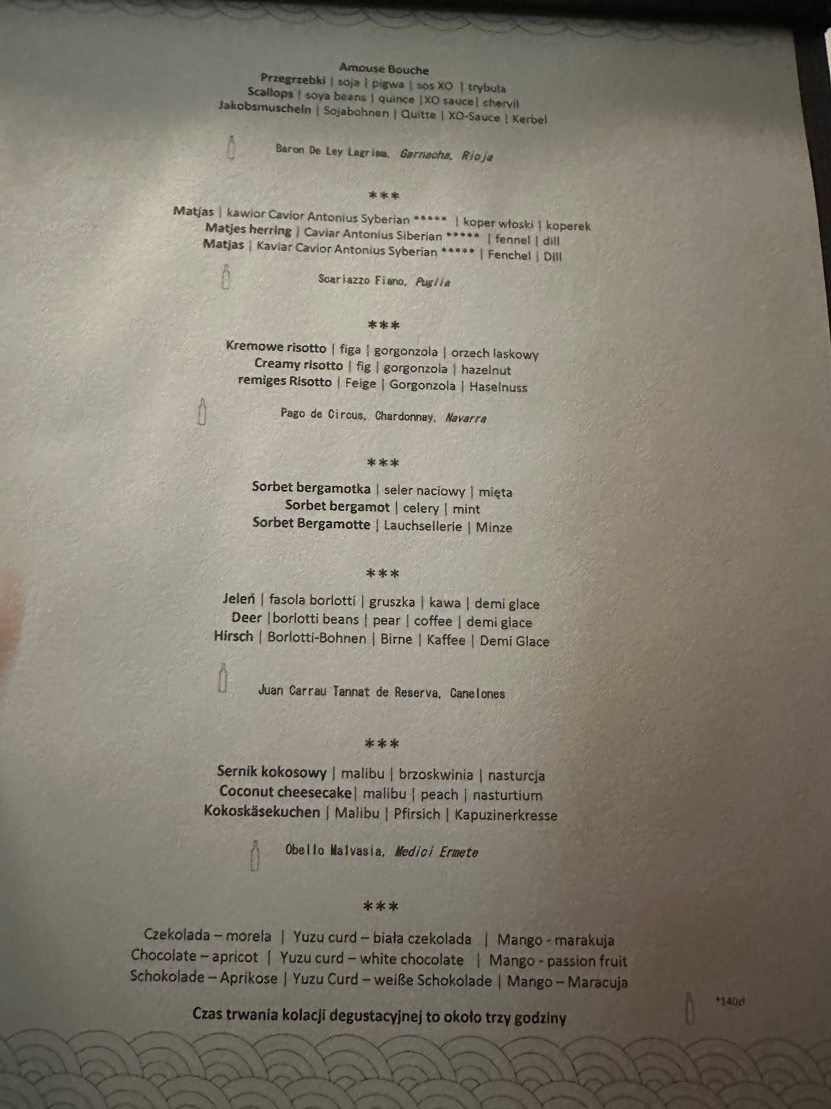 Menu at La Maddalena restaurant, Wrocław, Pomorska 1
