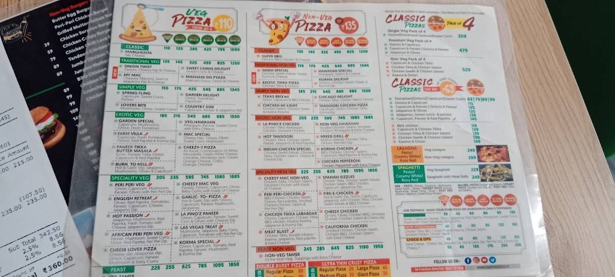 Menu at La Pino'z Pizza, Muzaffarpur