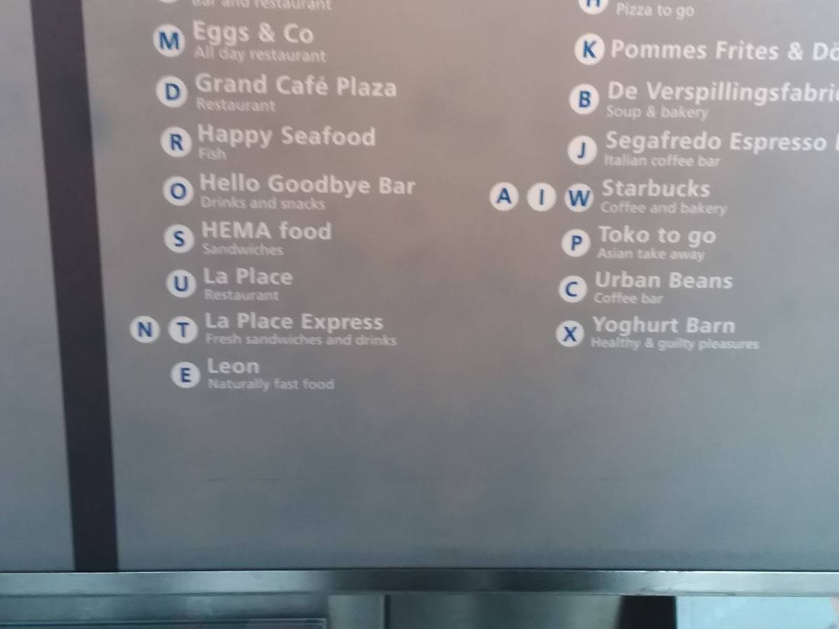 Speisekarte von La Place, Flughafen Amsterdam Schiphol, Aankomstpassage 1