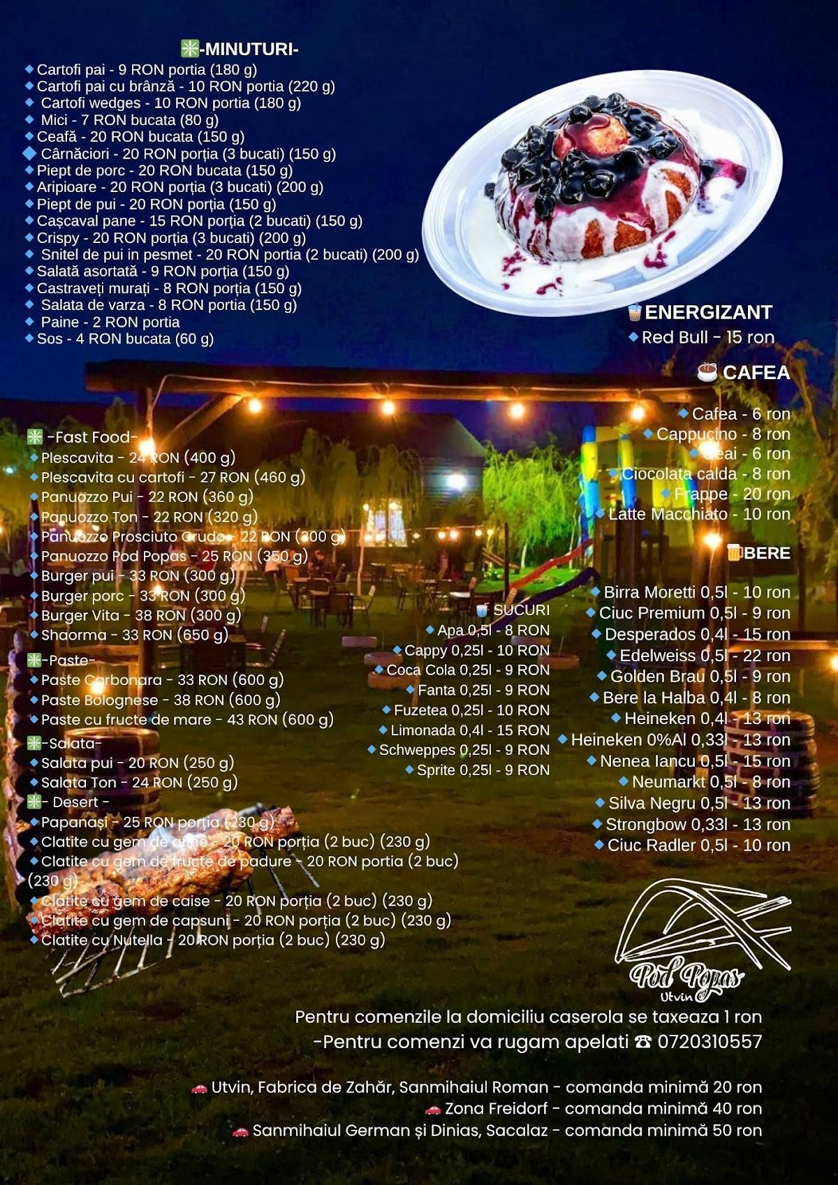 Menu at La Pod Popas, Utvin