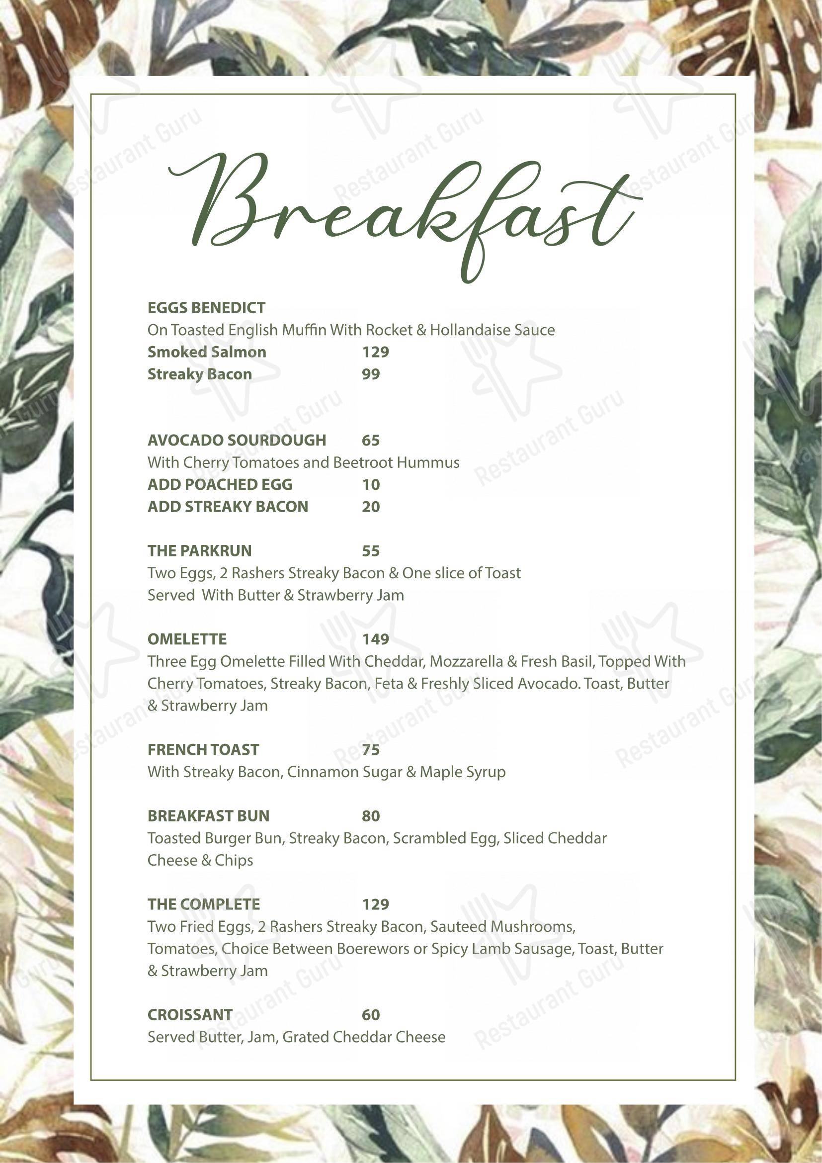 Menu at La Romantica restaurant, Cape Town, Meerendal Wine Estate