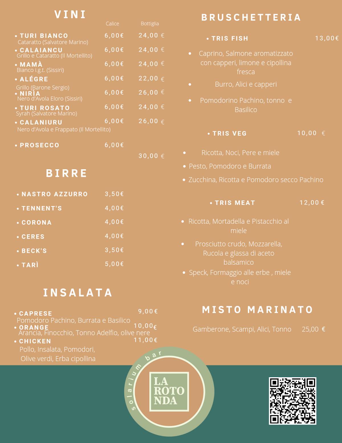 Menu da La Rotonda Marzamemi pub & bar, Marzamemi
