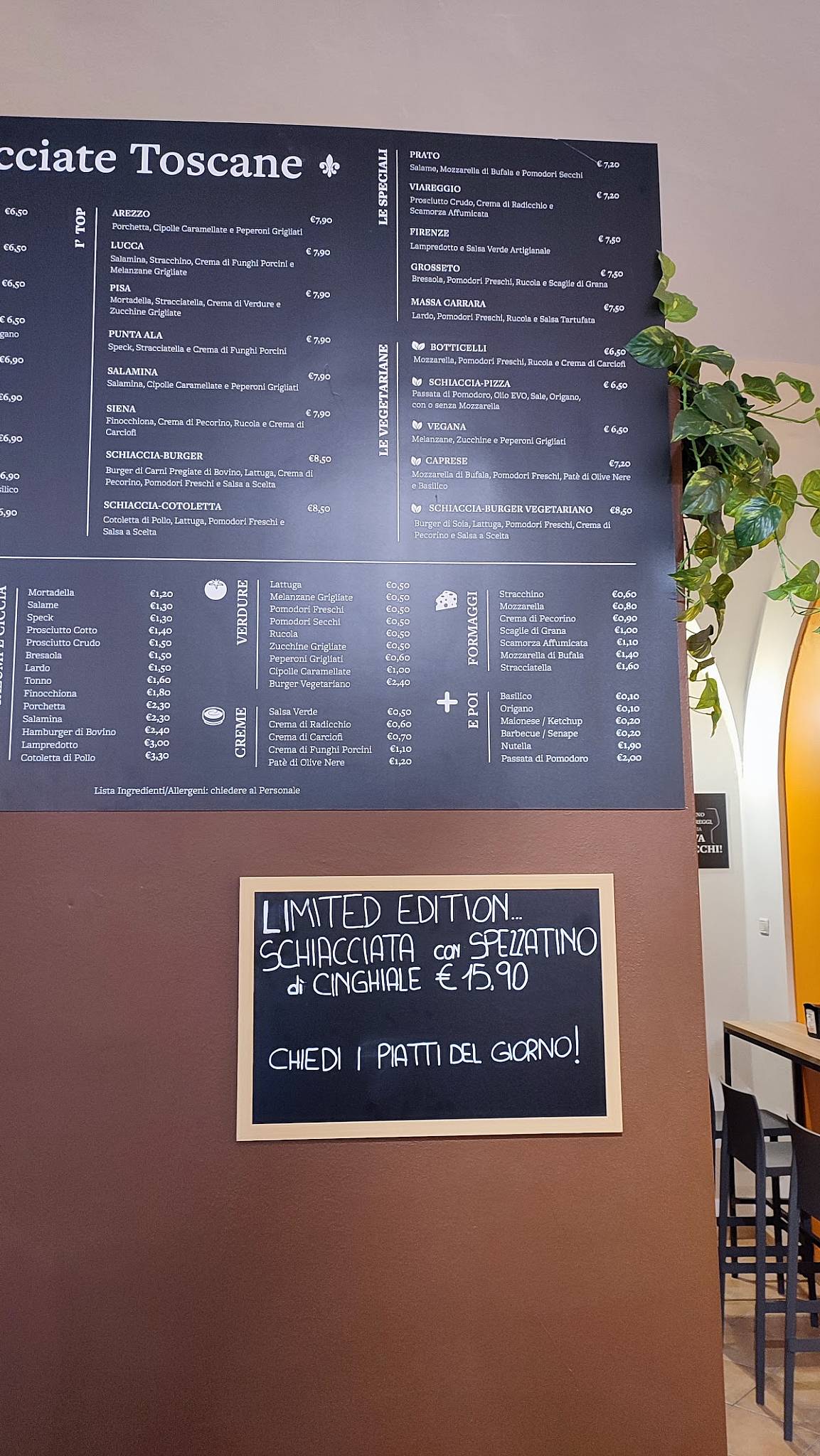 Menu au La Schiaccinoteca Toscana CENTRO, Brescia