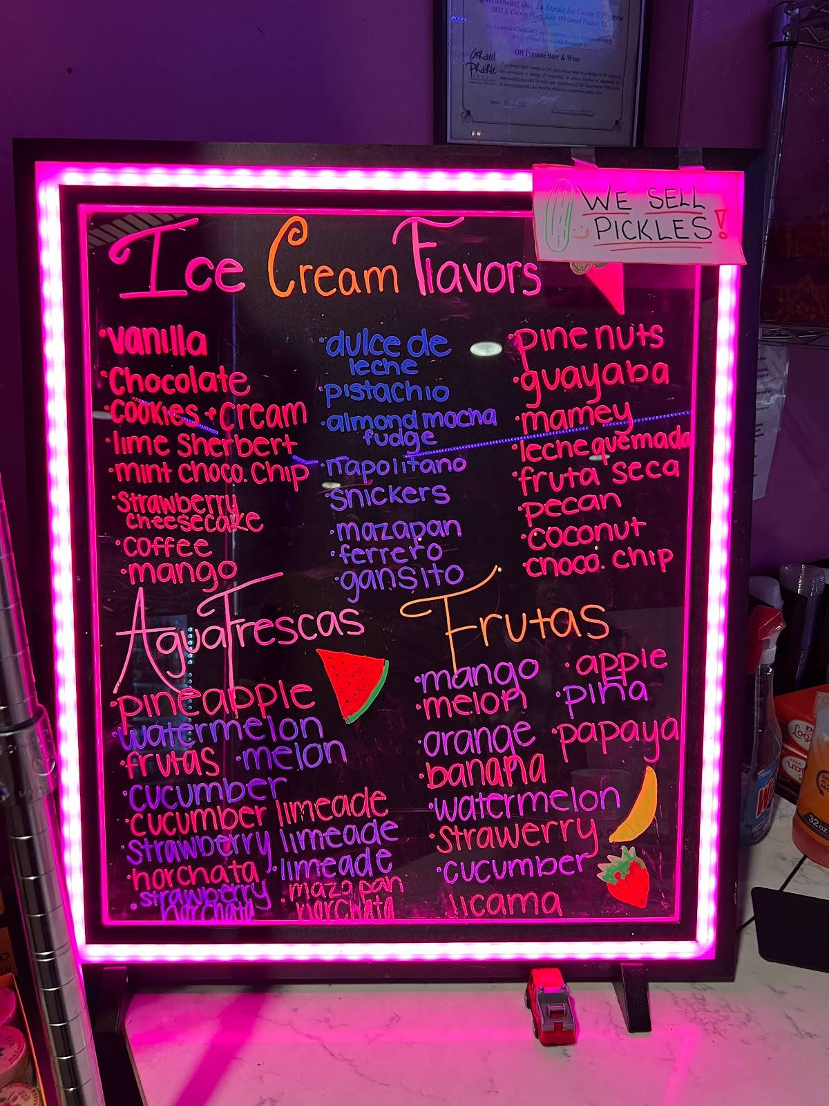 Menu at La Tapatia Ice Cream & Fruteria #2 pub & bar, Grand Prairie