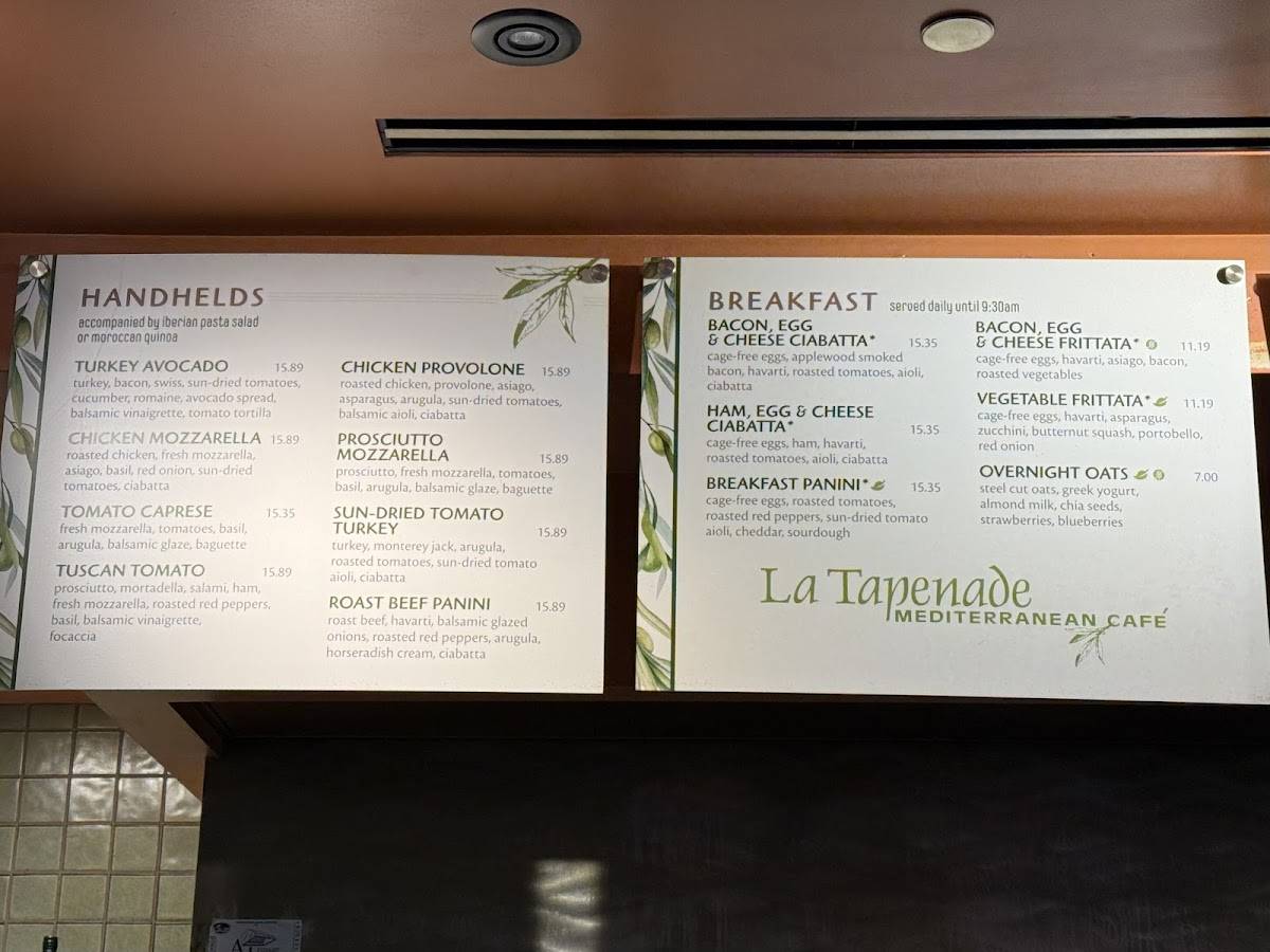 Menu at La Tapenade pizzeria, Chicago, W Balmoral Ave