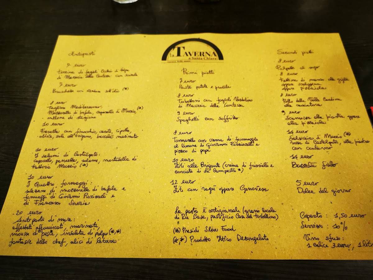 Menu da La Taverna a Santa Chiara ristorante, Napoli