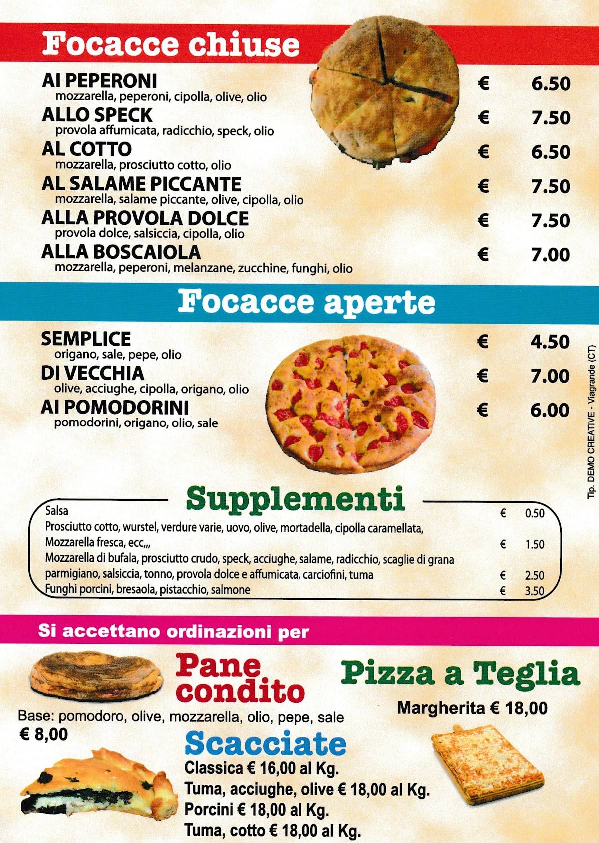 Menu da Pizzeria La Tegola, Viagrande