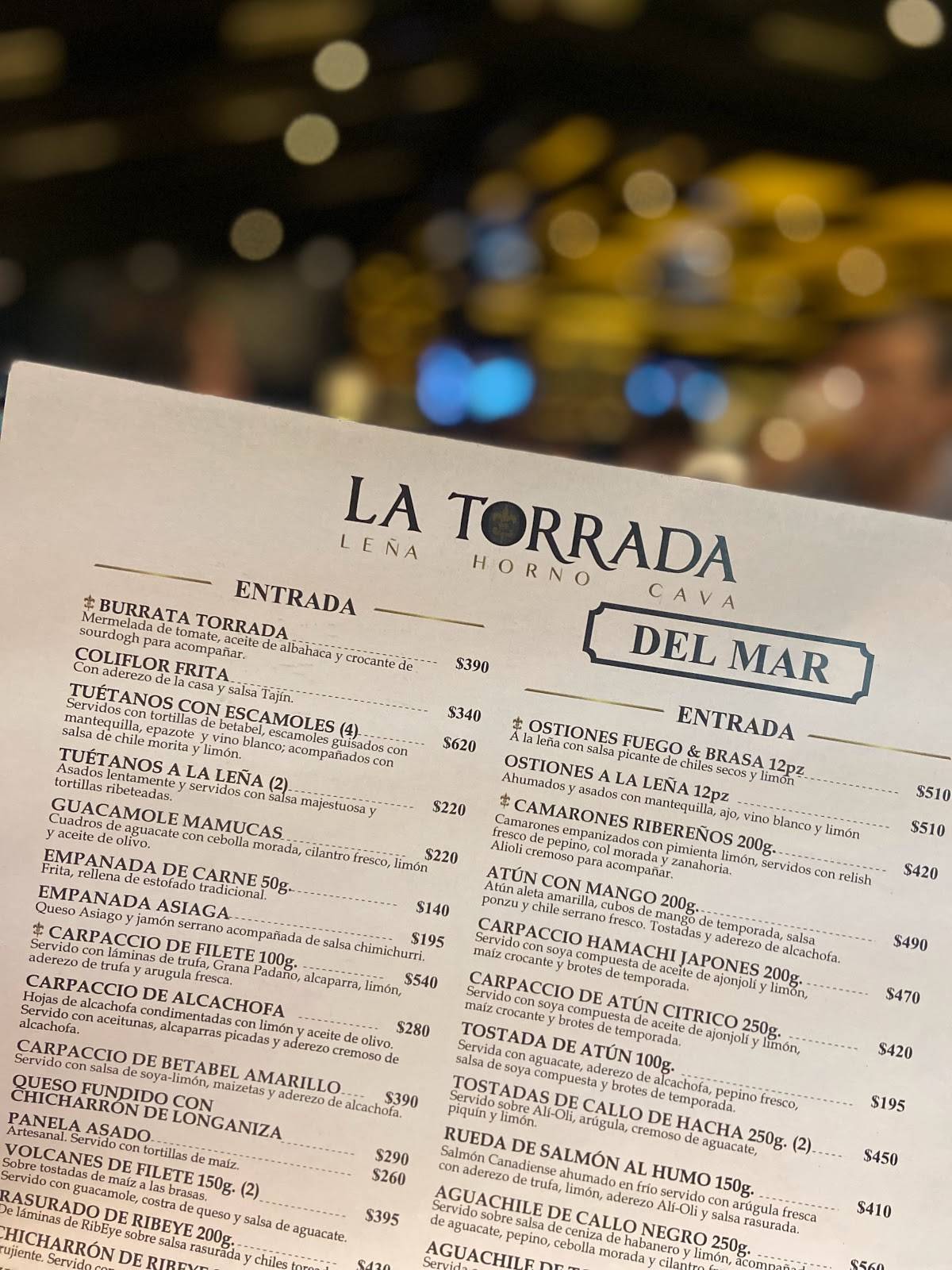 Carta de parrilla La Torrada, Monterrey, 2500 Col. Valle Oriente