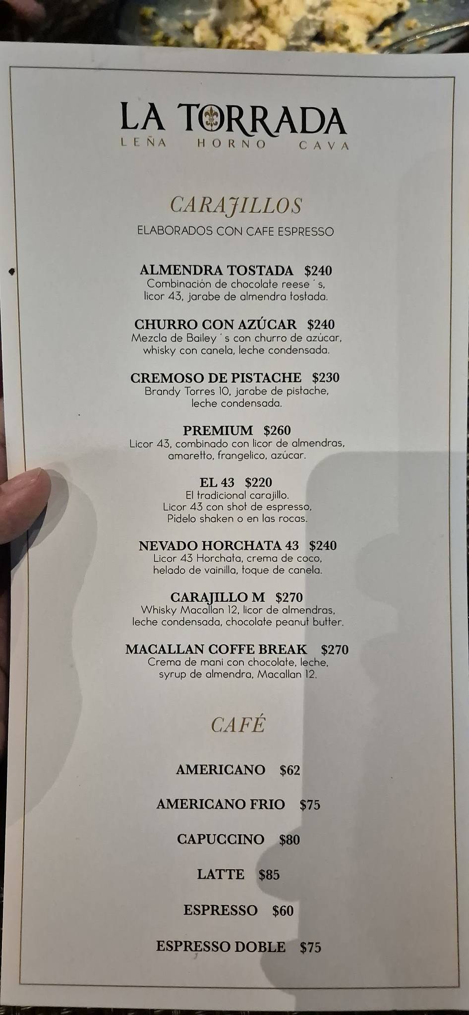 Carta de parrilla La Torrada, Monterrey, Av Lázaro Cárdenas 2500