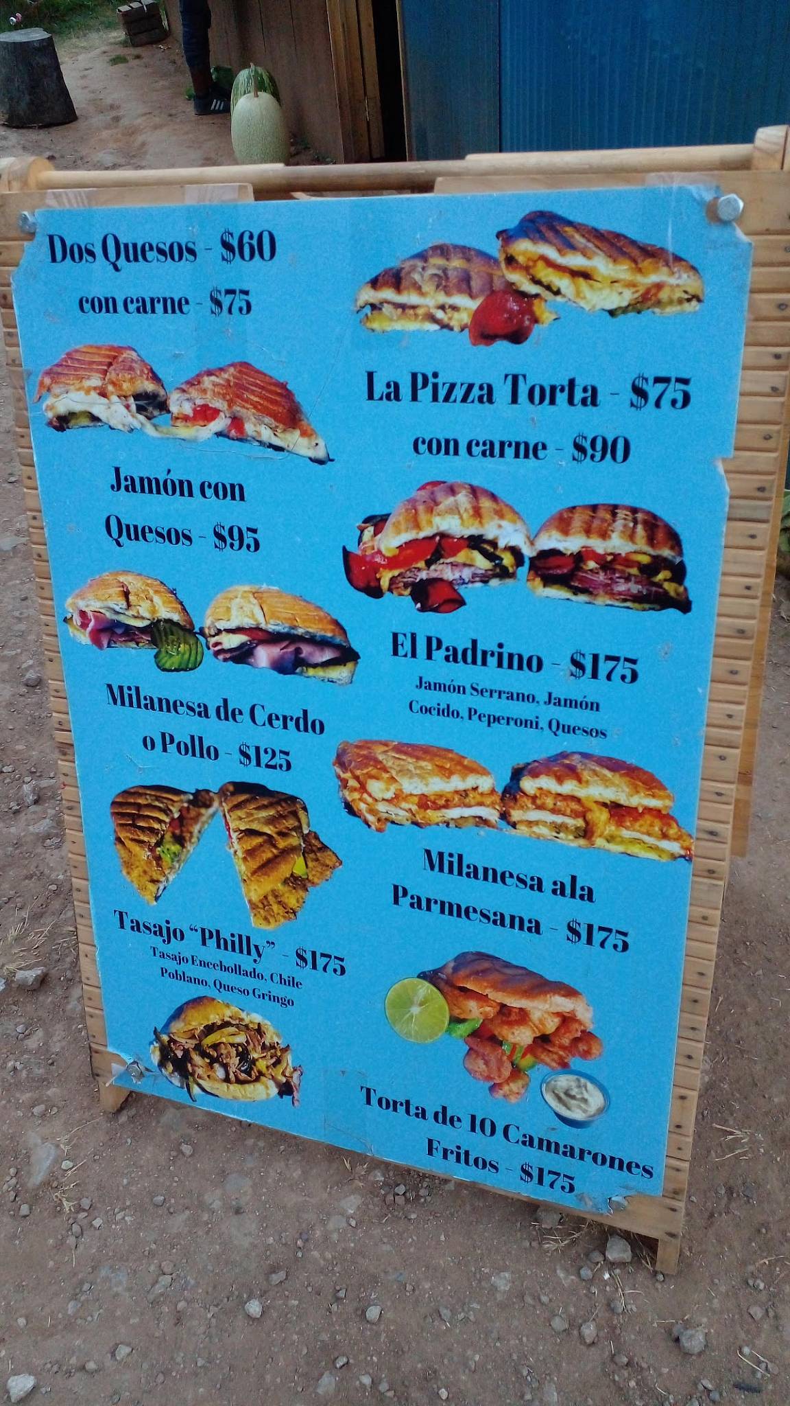 Menu at La Torta Diferente restaurant, Mexico