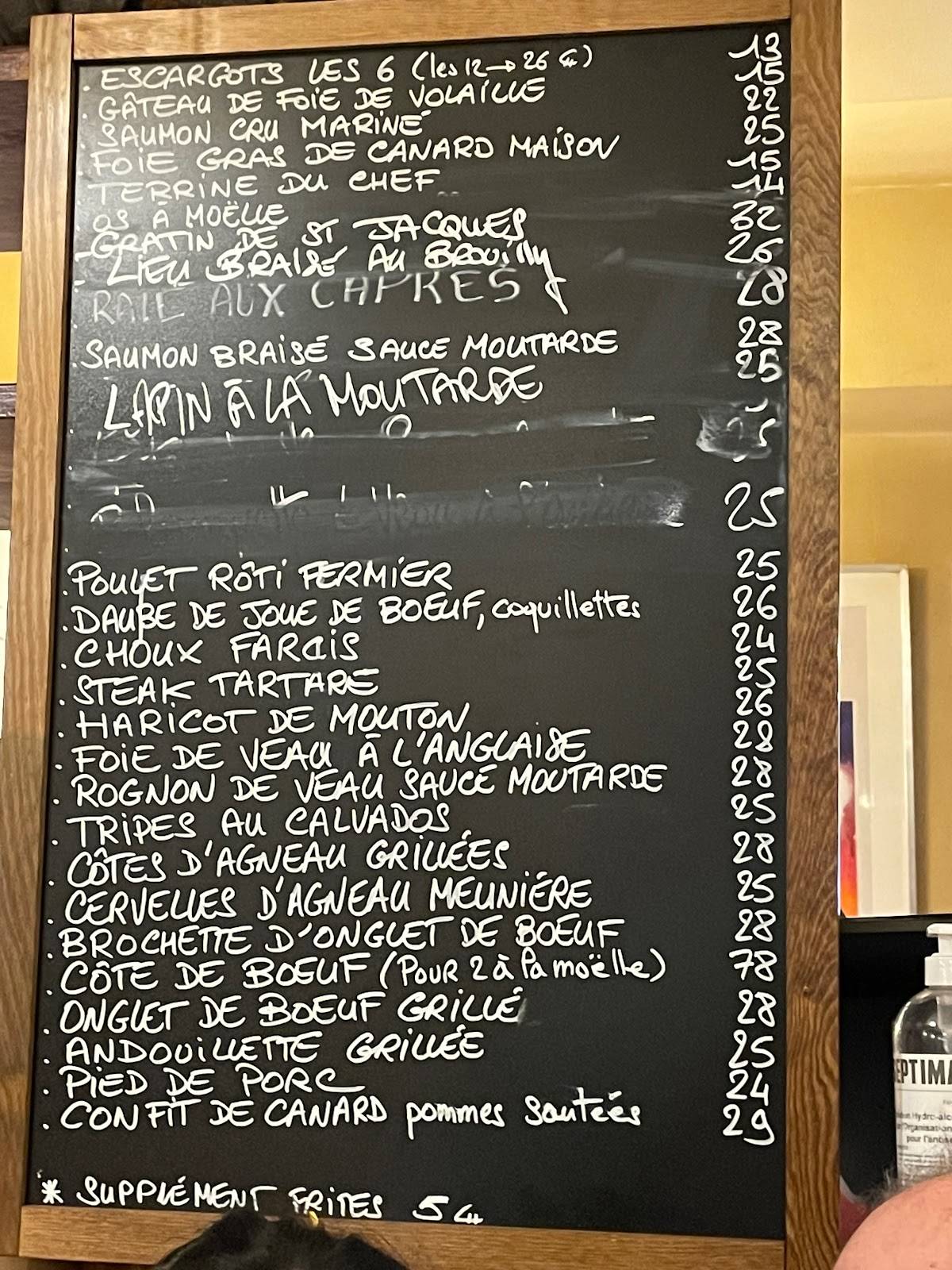 Menu at La Tour Montlhéry - Chez Denise restaurant, Paris, 5 Rue des ...