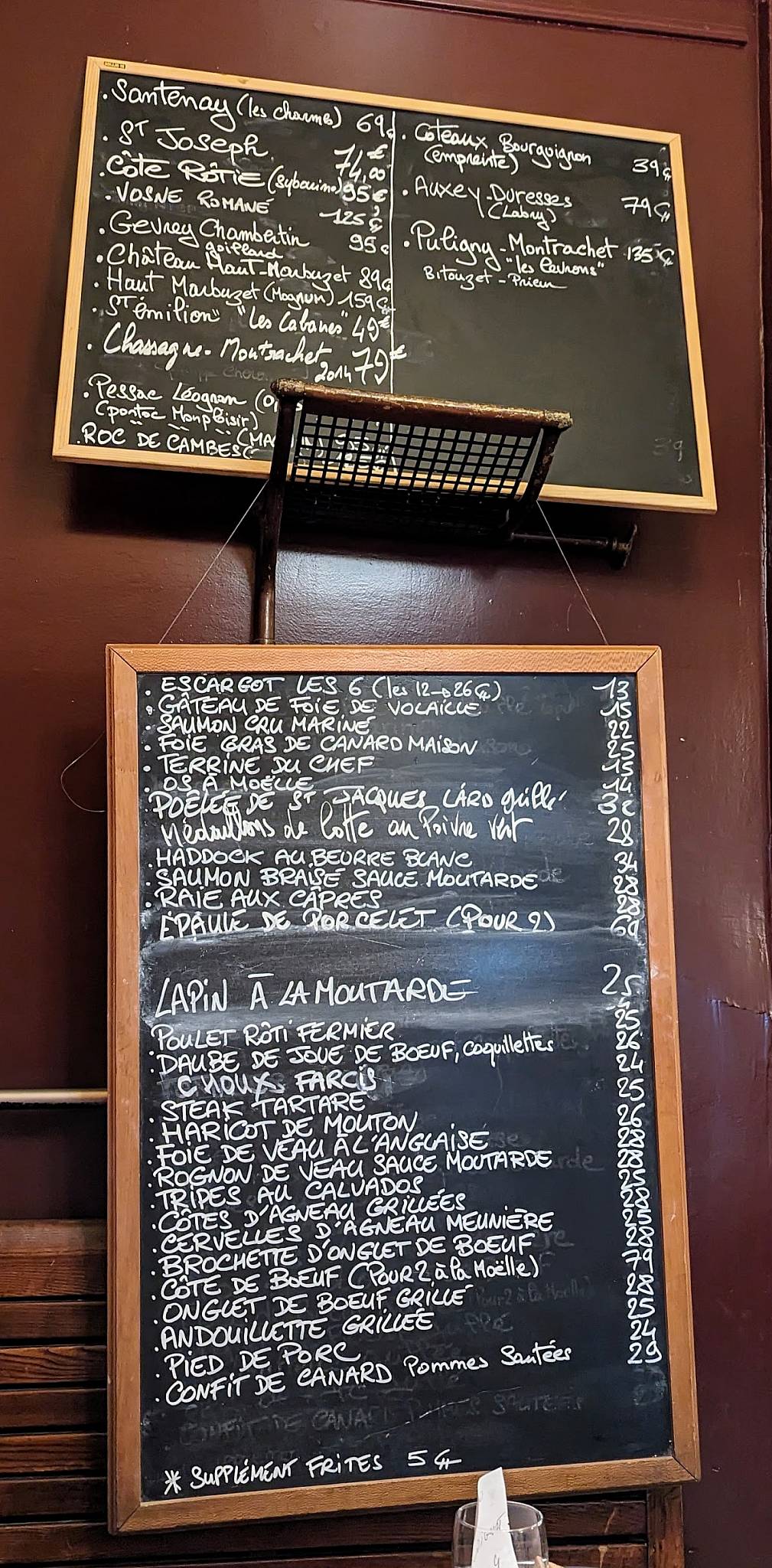 Menu at La Tour Montlhéry - Chez Denise restaurant, Paris, 5 Rue des ...