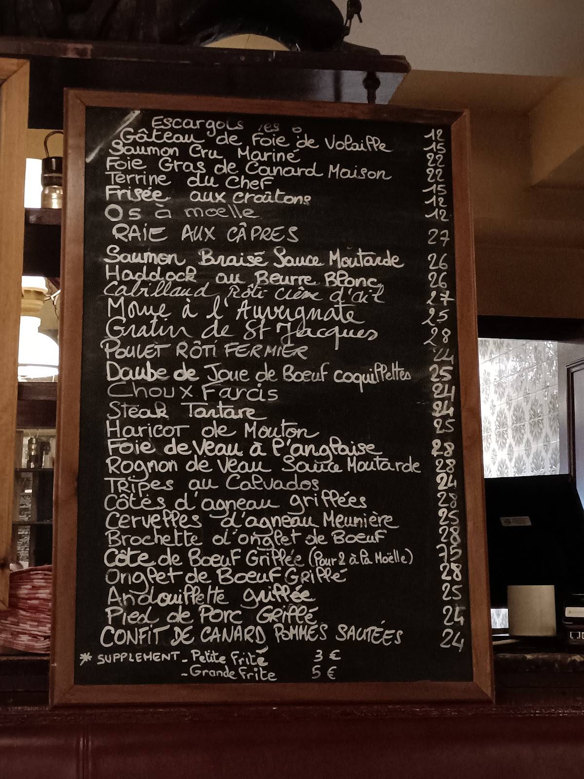 Menu at La Tour Montlhéry - Chez Denise restaurant, Paris, 5 Rue des ...
