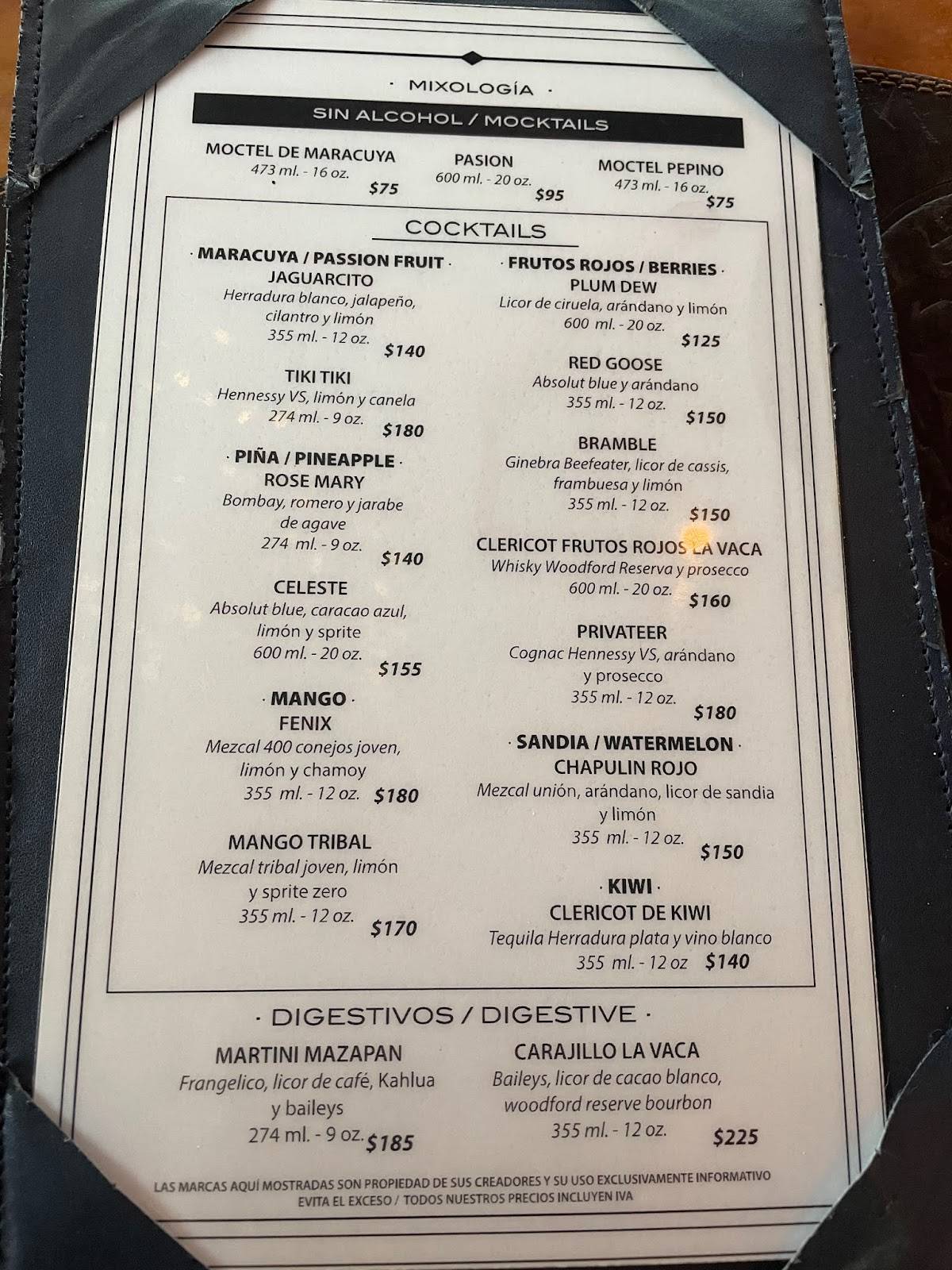 Menu at La Vaca Argentina Steak House steakhouse, Puerto Vallarta, Av ...
