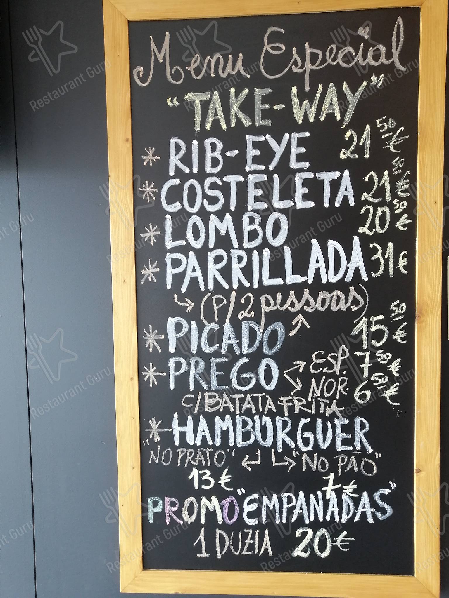 Menu at La Vaca Negra steakhouse, Funchal
