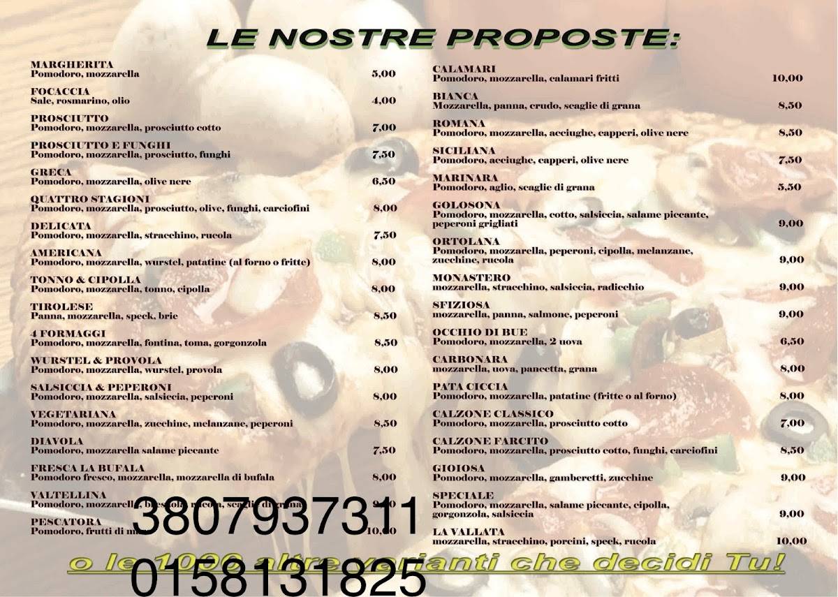 Menu da La vallata ristorante, Biella