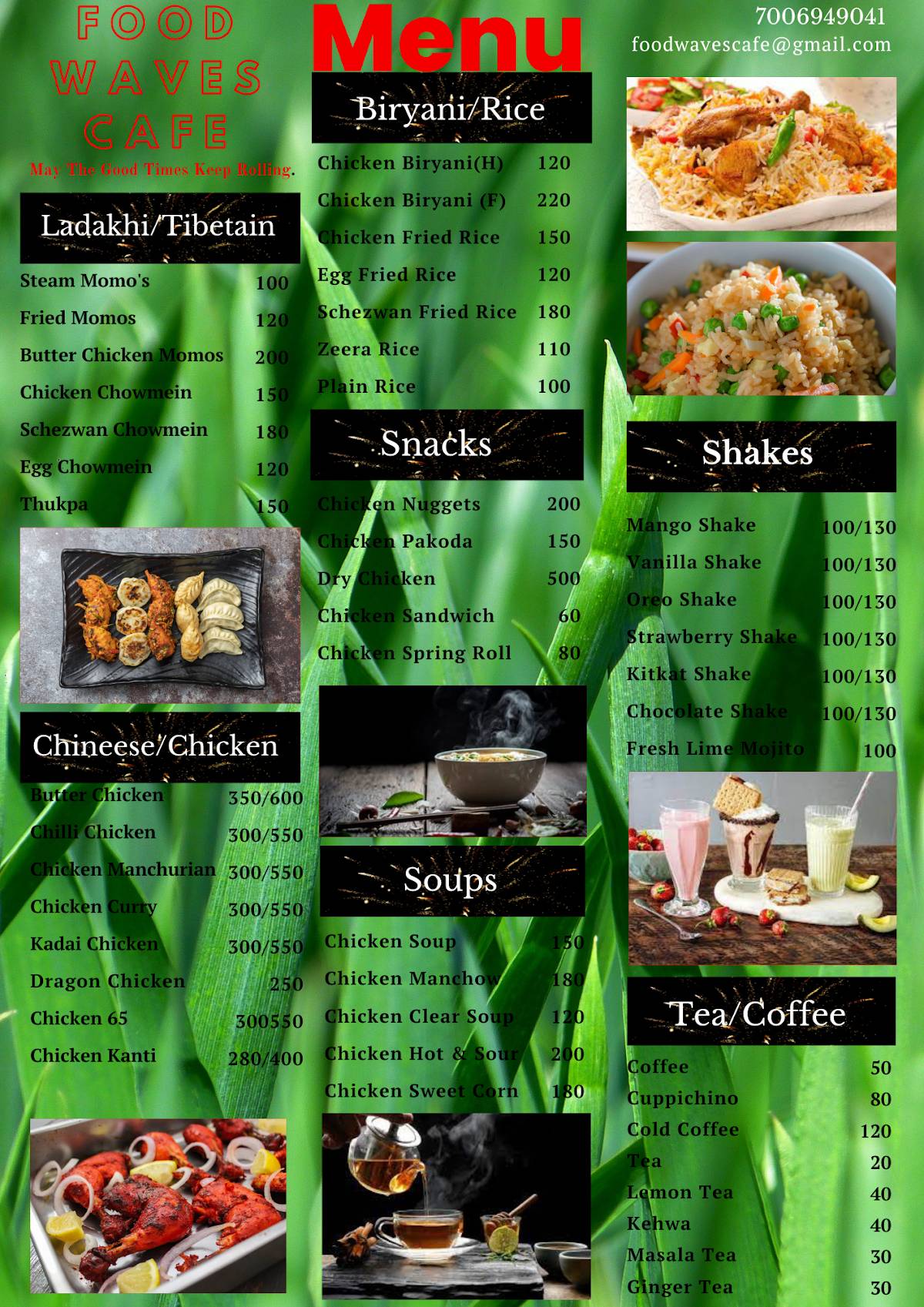 Menu at Food Waves Cafe, India