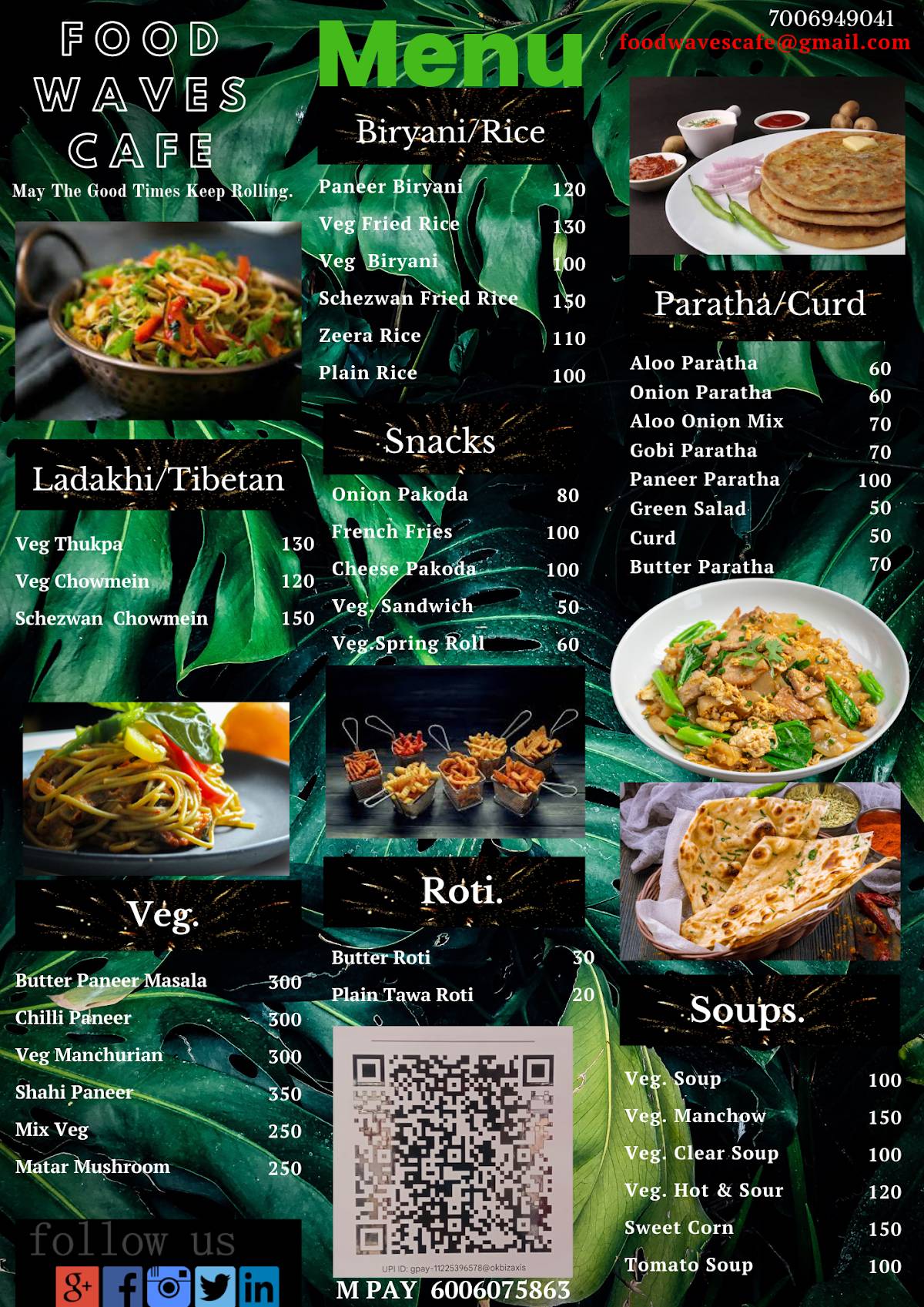 Menu at Food Waves Cafe, India