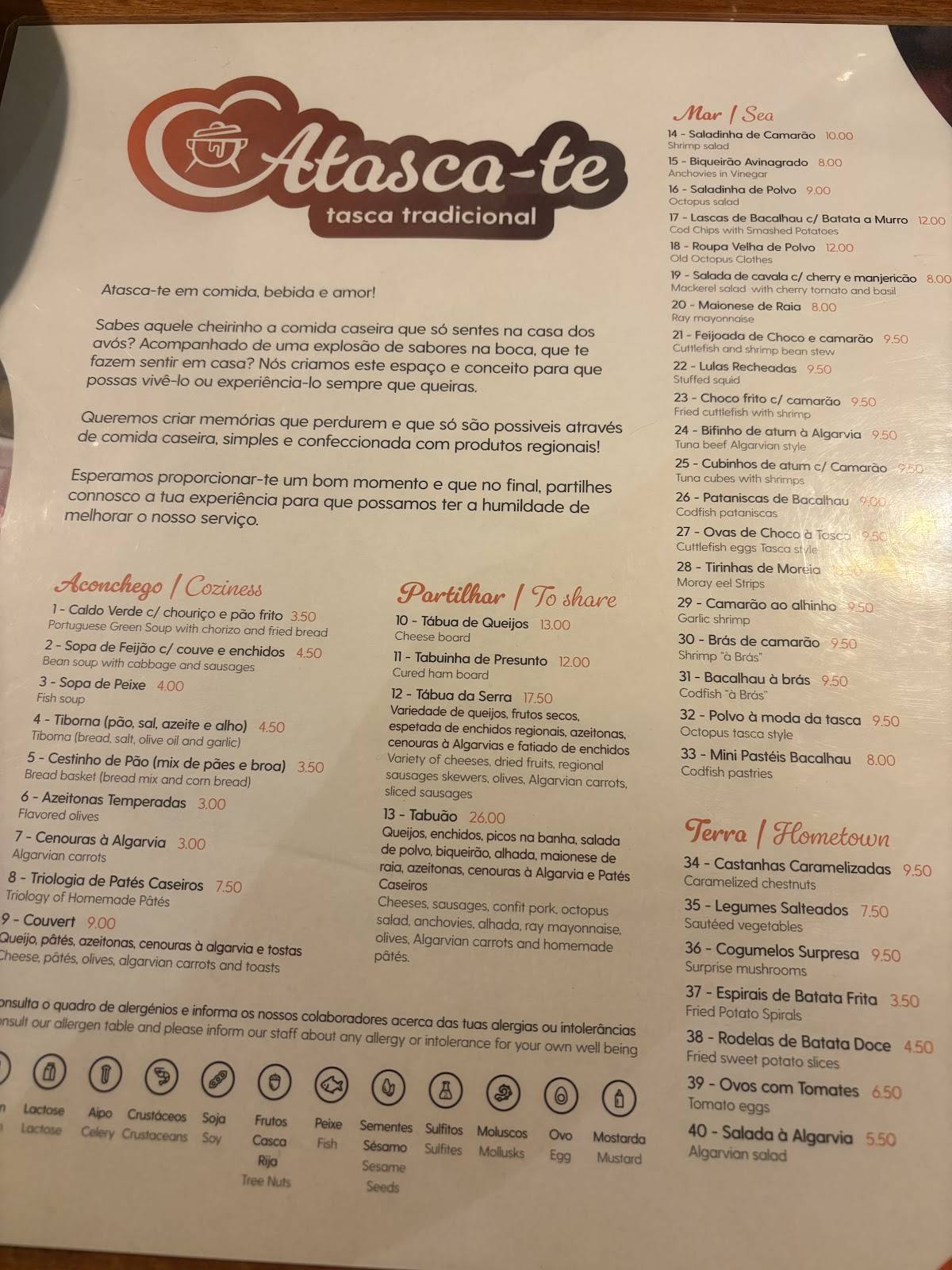 Menu at Atasca-te - Tasca Tradicional restaurant, Lagos