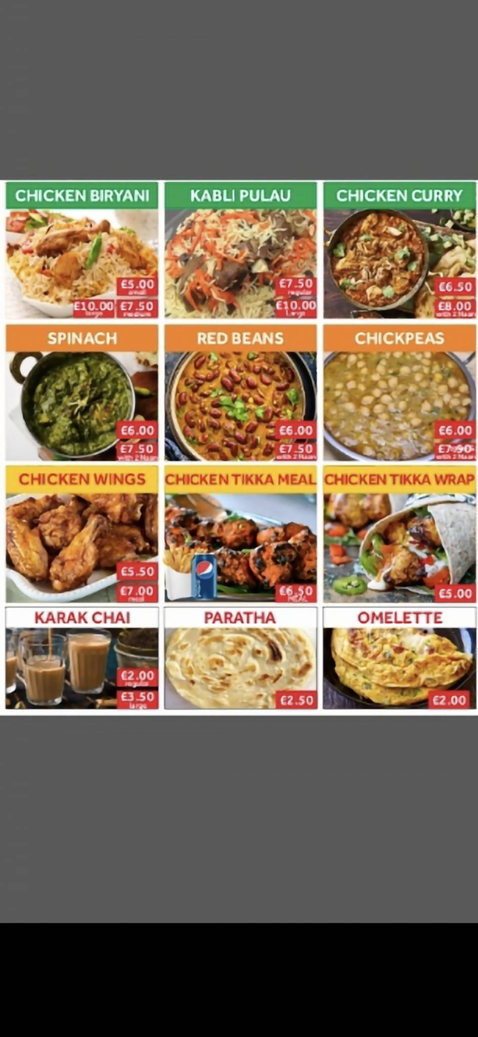 Menu at Lahore Palace restaurant, Birmingham