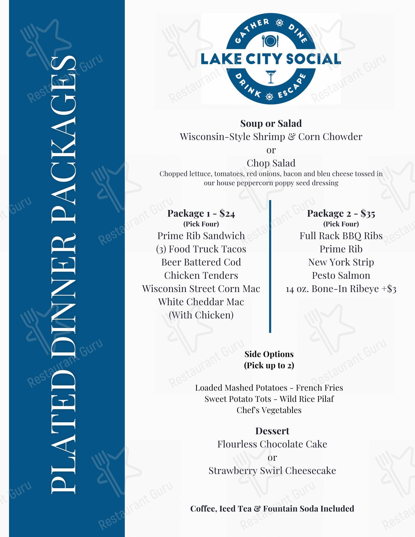 Menu at Lake City Social pub & bar, Lake Geneva