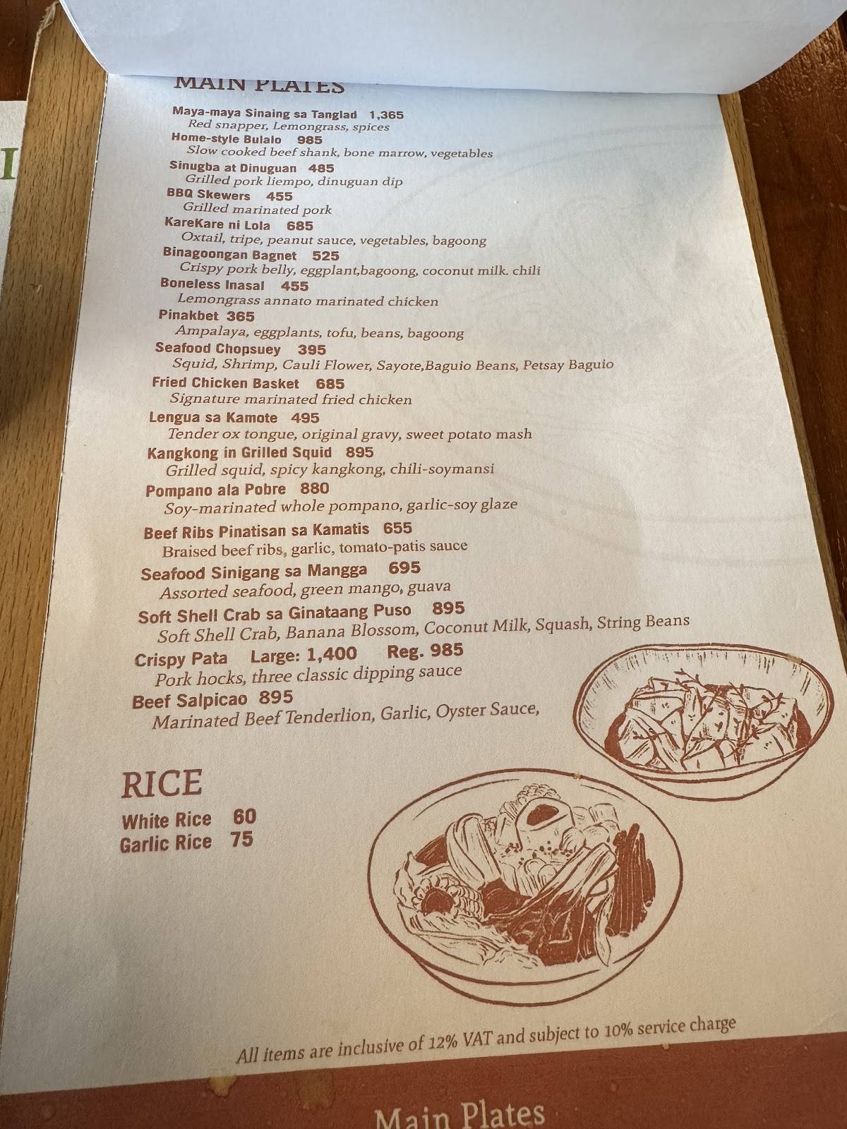 Menu at Lanai by Annabel's restaurant, Tanay