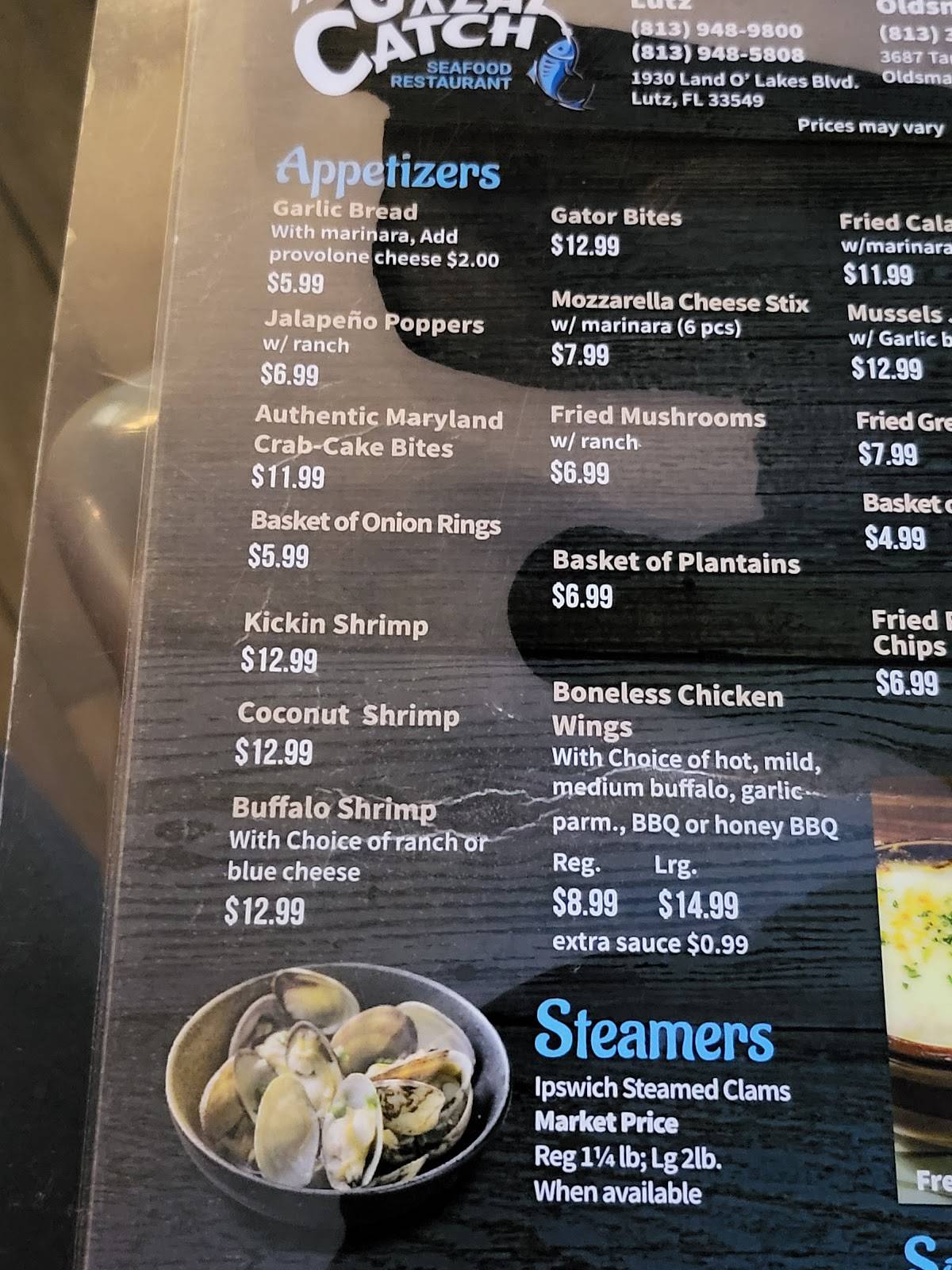 Menu at The Great Catch by Taste of Boston restaurant, Lutz